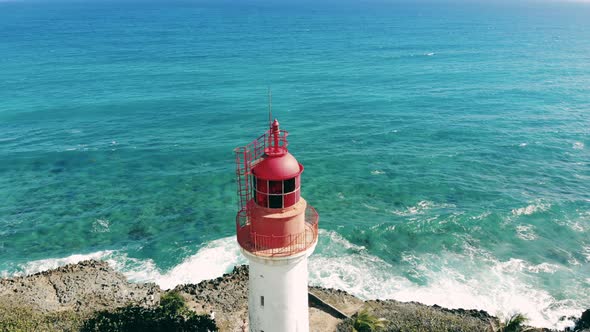 Sea Coast with an Old Lighthouse. Aerial View of a Lighthouse on ...