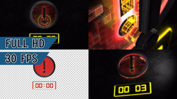 3D Alarm Sign with Countdown Timer, Motion Graphics | VideoHive