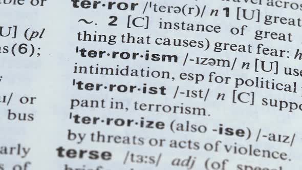 Terrorism Word Pointed in Dictionary, Supporting Violence, Using ...