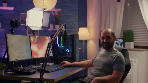 Streamer Man Looking at Camera and Smiling by DC_Studio | VideoHive