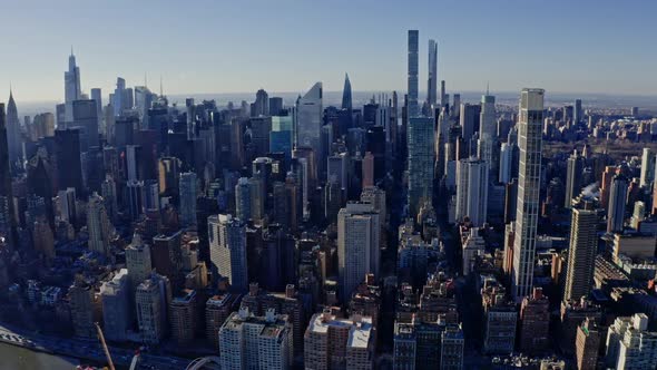 Drone Flying Over Manhattan Against Sky, Stock Footage | VideoHive