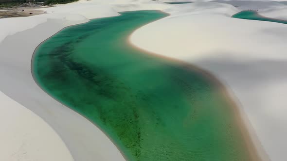 Sand dunes mountains and rain water lagoons at northeast brazilian ...
