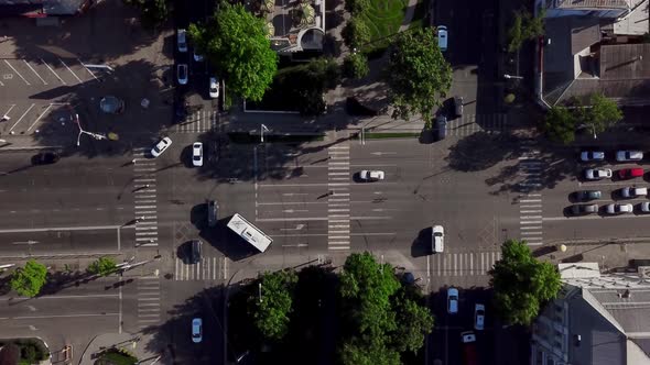 Drone's Eye View - Aerial View of the Vehicular Intersection, Fly Under ...