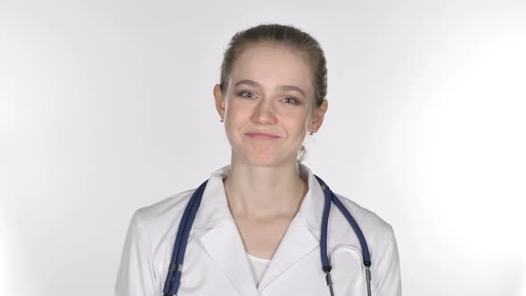 Portrait of Young Lady Doctor Shaking Head to Accept Yes, Stock Footage