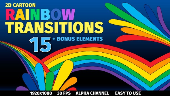 2D Rainbow Transitions, Motion Graphics | VideoHive