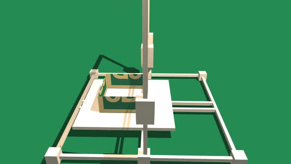 Simple Animation of Printing a 3D box with a 3D Printer. Green ...