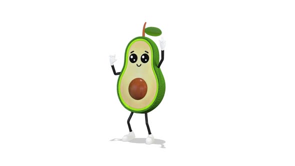 Avocado Dancing A Funny Dance Around Him on White Background, Motion ...