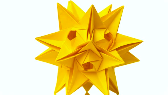 Spiky Origami Model of Yellow Color., Stock Footage | VideoHive