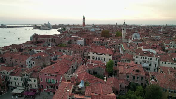 Aerial View of Venice Italy with Grand Canal Rooftops of Buildings and ...