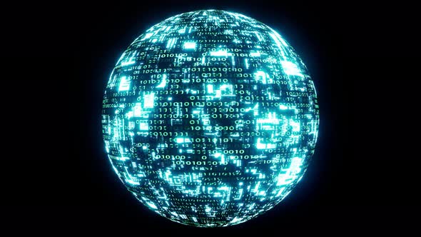 Scifi Matrix Binary Data Sphere Loop 4K, Motion Graphics | VideoHive