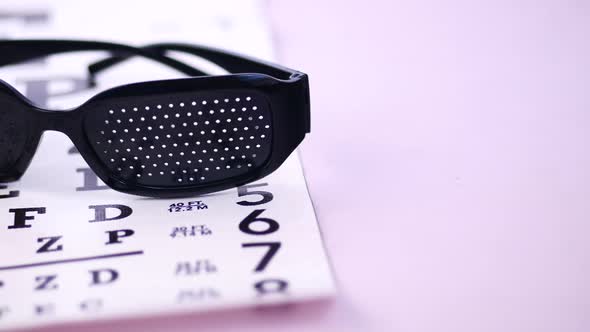 Ophthalmologist Accessories Glasses with a Test Target for Vision ...