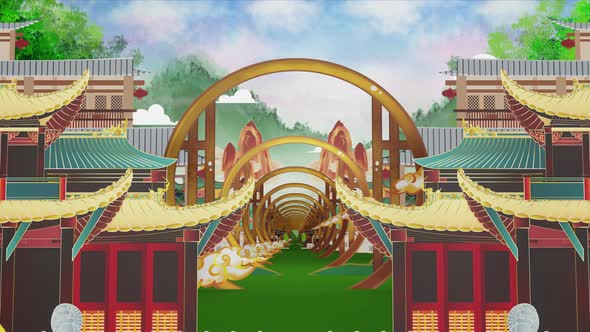 Traditional Chinese Spring Festival Stage Background, Motion Graphics