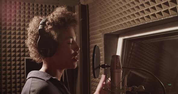 Black Woman Rapping in Recording Studio, Stock Footage | VideoHive