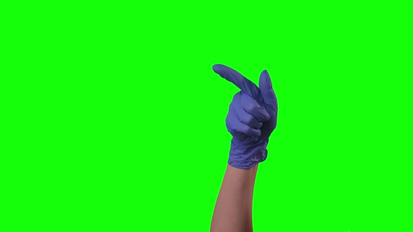 Doctors Female Hand in Blue Glove Is Making Symbolic Gestures Pointing ...