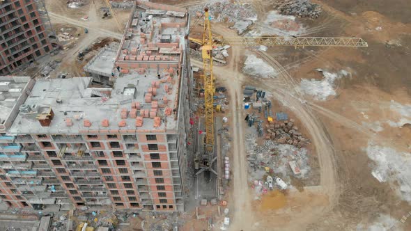 Camera Rotating Down Above Construction Site, Stock Footage | VideoHive