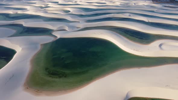 Brazilian landmark rainwater lakes and sand dunes. Lencois Maranhenses ...