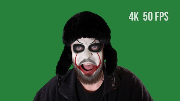 Clown Screams On Green Screen, Stock Footage | VideoHive