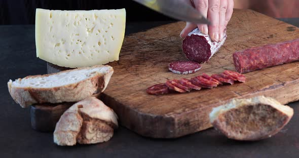 Slicing salami, Stock Footage | VideoHive
