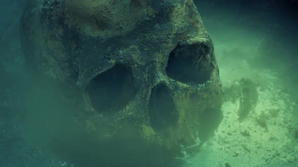 Skull In Green Mist Scary Atmosphere, Stock Footage | VideoHive
