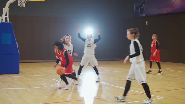 Slow Motion Basketball Championship Female Player Successfully Scores ...