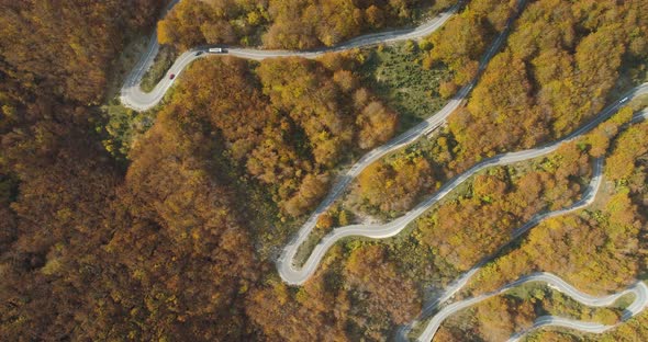 Autumn Mountain Road From Above, Stock Footage | VideoHive