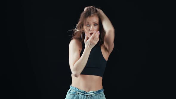 Funny Female Model Demonstrating Different Pose During Shooting at ...