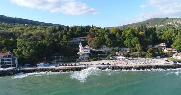 4k drone video of Balchik famous Castle and Botanical Garden in Balchik ...
