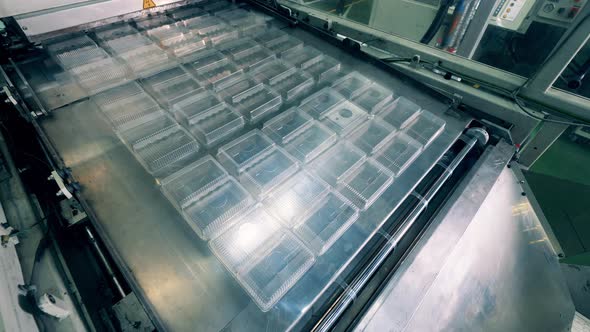 Automated Plastic Container Production Line at a Modern Plastic Plant ...