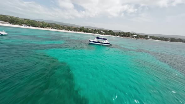 Playa La Ensenada, Dominican Republic At Daytime - aerial FPV, Stock ...