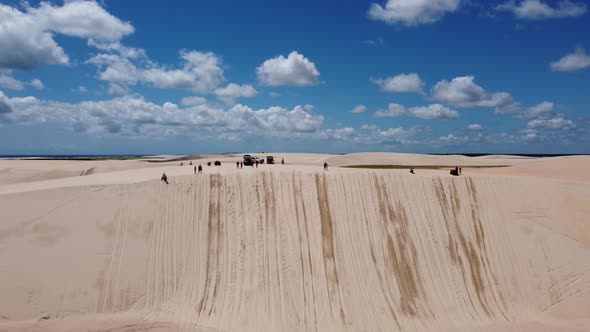 Sand dunes mountains and rain water lagoons at northeast brazilian ...