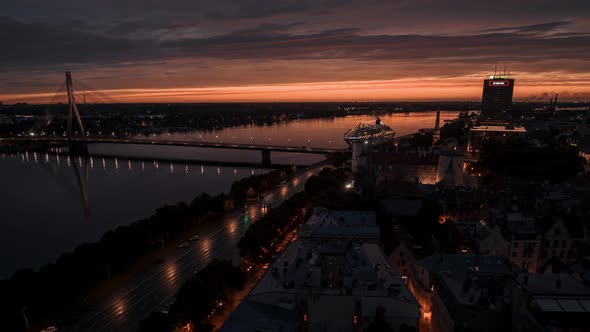 Beautiful Old Town of Riga at Sunset, Stock Footage | VideoHive
