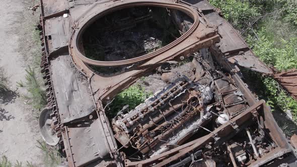 Exploded Military Equipment During the War in Ukraine, Stock Footage