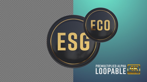 Eco And Esg Badge Looping with Alpha Channel, Motion Graphics | VideoHive