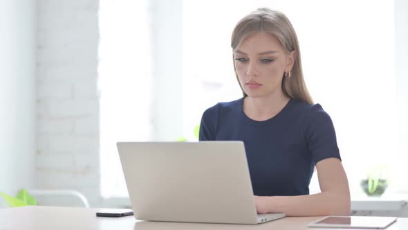 Woman Leaving Office After Closing Laptop, Stock Footage | VideoHive