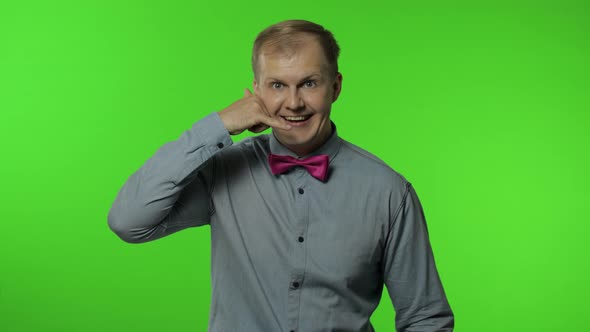 Hello, Call Me. Man with Telephone Hand Gesture Near Head and ...