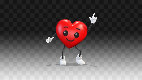 Heart Dancing A Funny Dance Around Him, Motion Graphics | VideoHive