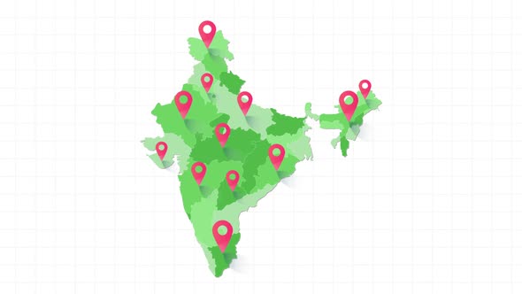 India Map Pin Point Location Color Animation, Motion Graphics | VideoHive