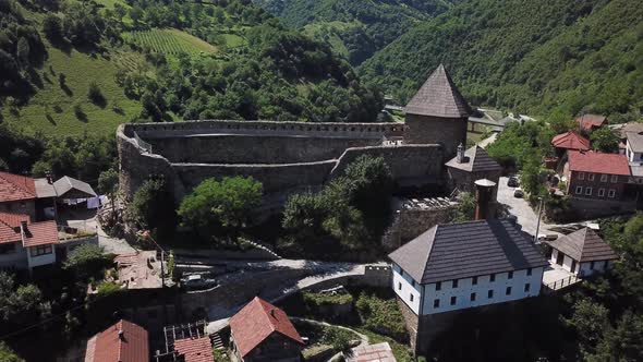 Vranduk Castle a small medieval castle of Bosnian kings V2, Stock Footage