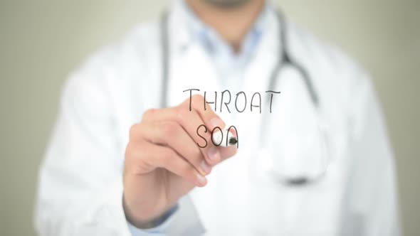 Throat Soar, Doctor Writing on Transparent Screen, Stock Footage ...