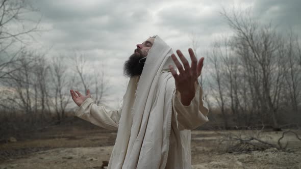 Jesus Christ Praying And Lifting His Hands, Stock Footage | VideoHive