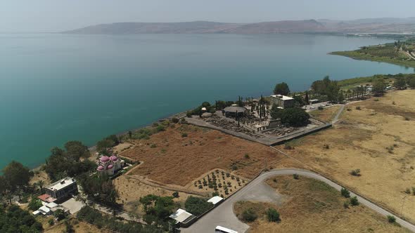 Aerial view of Capernaum and the Sea of Galilee, Stock Footage | VideoHive