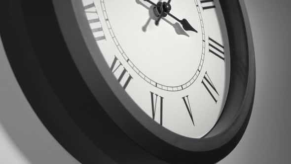 Latin Clock Face in Time Lapse on White Wall, Stock Footage | VideoHive