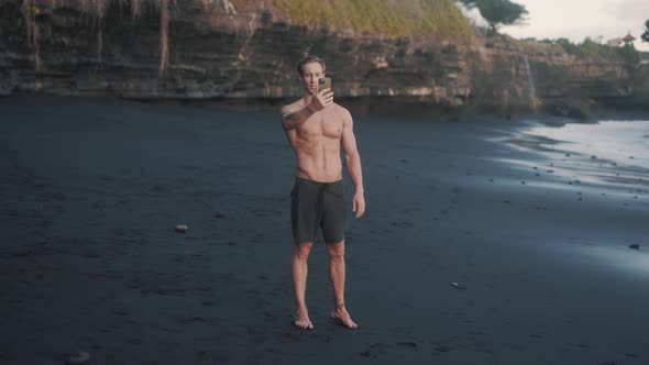 Sportsman with Perfect Sixpack Torso Shots Picture or Video After ...