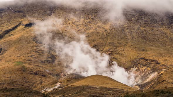 Volcanic Smoke Clouds from Crater of Volcano Mountains in New Zealand ...