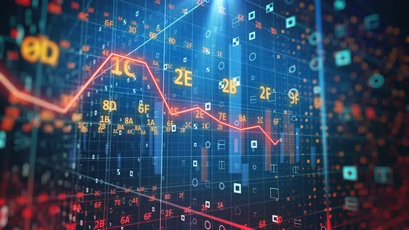 Performance Graph Inside Computer, Digital 3d World Made of Hexadecimal ...