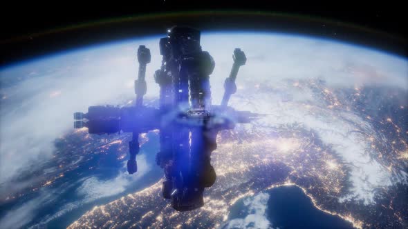Space Ship Over the Earth Seen From Space, Motion Graphics | VideoHive
