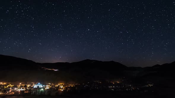 Stars in Starry Night over Village, Stock Footage | VideoHive