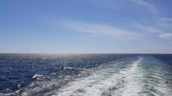Powerful Waves Following the Ship. Waves Behind the Stern of the Ship ...