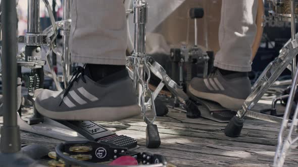 Drummers feet while playing a song at a concert, Stock Footage | VideoHive