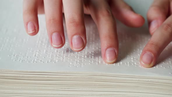 Blind Person Reading with His Hands Using Braille Book Poorly Seeing ...